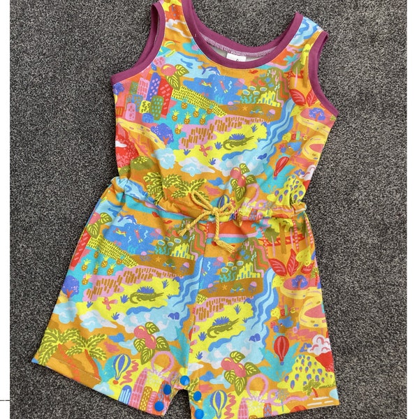 Girl's Jumpsuit Sewing Pattern, Short Jumpsuit Pattern, Summer Overall ...