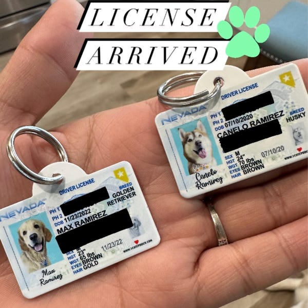 Texas Driver Dog Id Tag Personalized License, Durable Dog Tag, Double ...