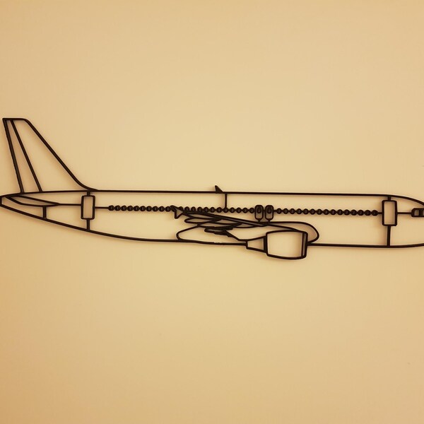 Airbus A320 Silhouette - Wall Art - Airplane Contour - Aircraft 3D ...
