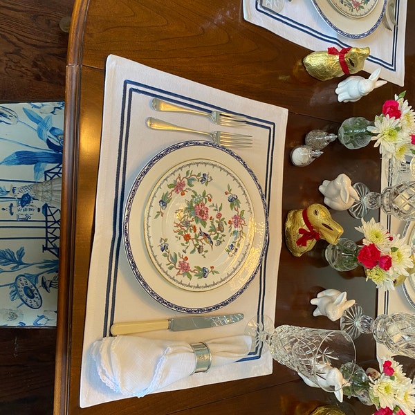Rust Colored Cotton Placemats With Dull Gold Embroidery - Set of 4 - Etsy