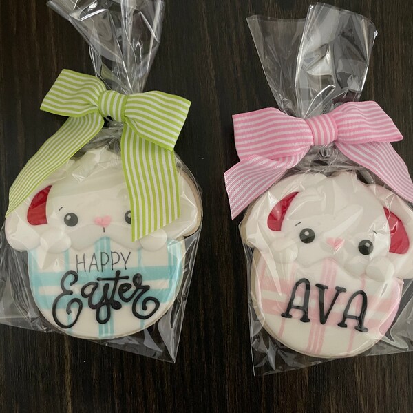 Two Personalized Bunny Cookies L Custom Easter Cookie Gift | Easter ...