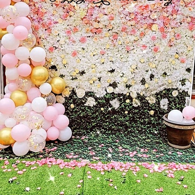 Flower Wall & Grass Backdrop Happy Mothers' Day Banner Love My Mom ...