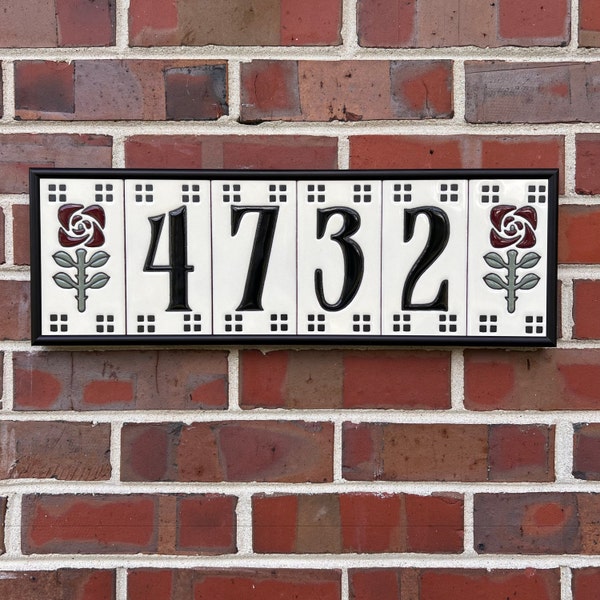 House Numbers Craftsman Rose Set Address Tiles, Craftsman Rose Design ...