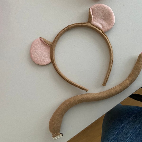 Clip on Mouse Tail Made of Pink Felt Suitable for Children and Adults ...