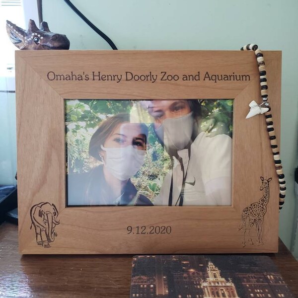 Elephant, Giraffe Personalized Picture Frame, Any Text, Africa, Safari ...