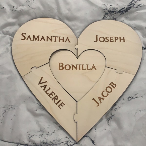 Custom Family Wooden Heart Puzzle - Family Unity Puzzle - Pregnancy ...