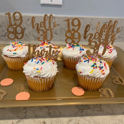 Hello 30 Cupcake Topper, 30th Birthday, Hello Thirty Cupcake Topper ...