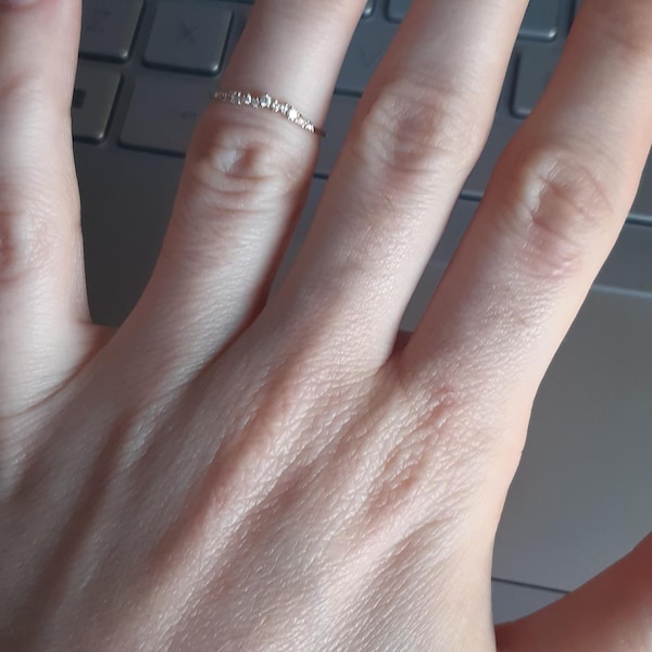 14k Gold Baguette Diamond Promise Ring, Solid Gold Simple Solitaire ...