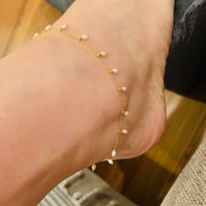 Gold Pearl Anklet Freshwater Pearl Ankle Bracelet Dainty Anklet Beach ...