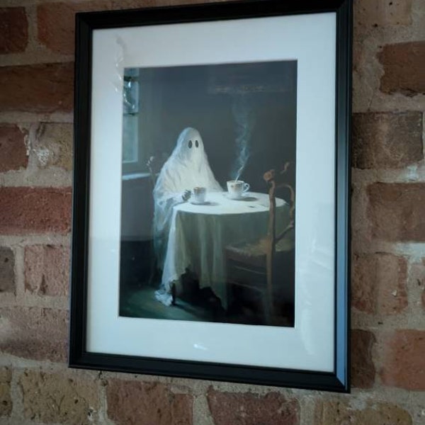 Ghost Drinking Tea, Vintage Poster, Art Poster Print, Dark Academia ...