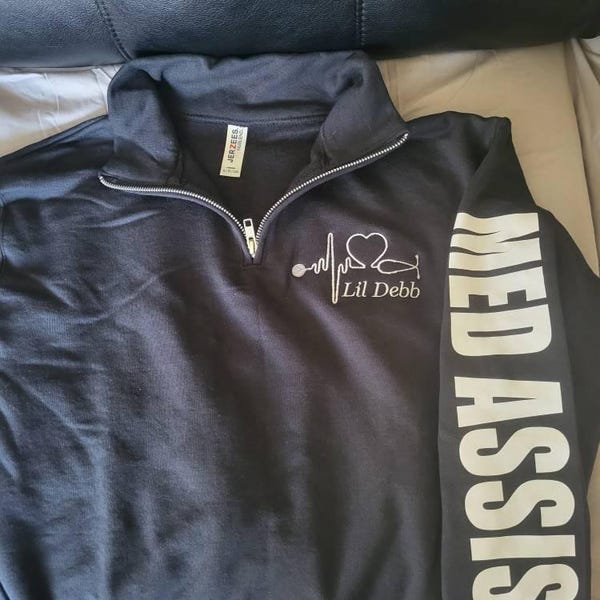 Full Zip Vet Tech Jacket With Sleeve, Vet Assistant Hoodie With Pockets ...