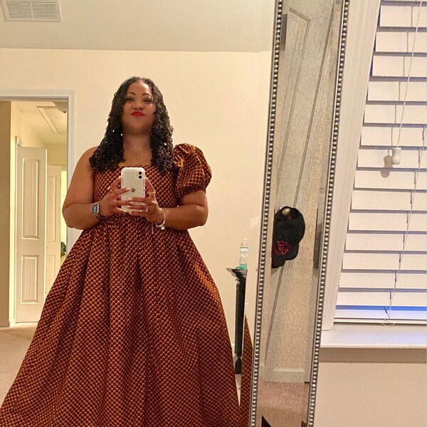 Long Gown, Mother Care Neck, Back Zipper, Front Slit, Flayed Hand ...