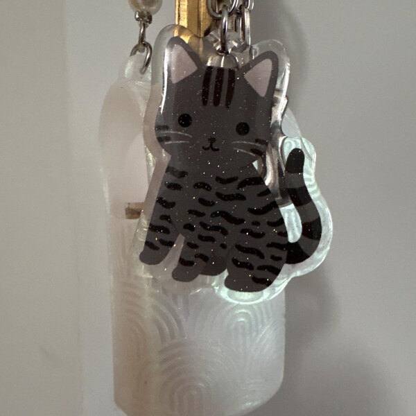 Smoke Gray Tabby Cat Acrylic Pet Breed Keychain | Cartoon Chibi Animal ...