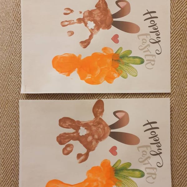 Hoppy Happy Easter/ Bunny Carrot / Footprint Handprint Art Craft / Foot ...