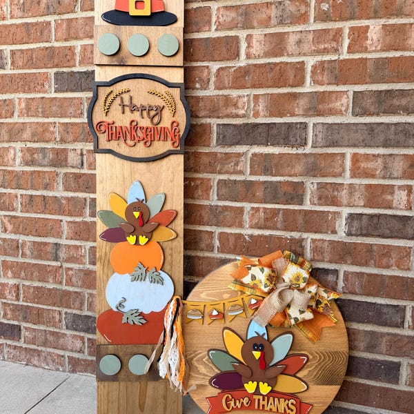 Thanksgiving Porch Leaner Sign Laser Cut File, Thanksgiving Turkey ...
