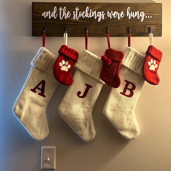 And the Stockings Were Hung, Stocking Hanger, Wooden Stocking Sign With ...
