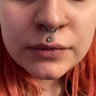 Turquoise Lip Labret, Medusa Piercing Surgical Steel, Labret Jewelry ...