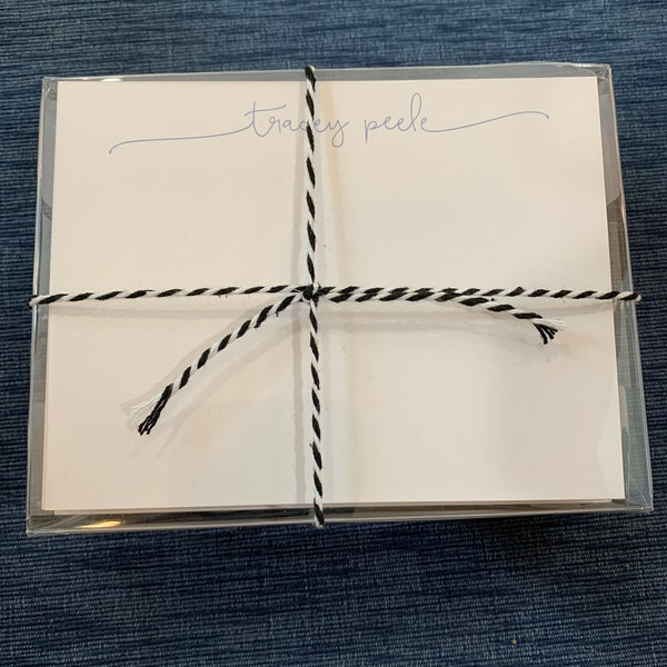 Script Personalized Stationery Cards Set, Flat Notecards, Personalized ...