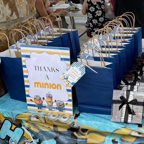 4" Personalized Printable Minion Thank You Tags,birthday Gift Tags ...