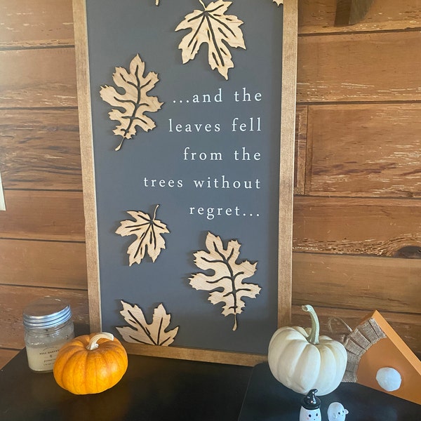 Fall Wood Sign, Fall Leaves, Fall Home Decor, Lasercut Wood Sign, Signs ...
