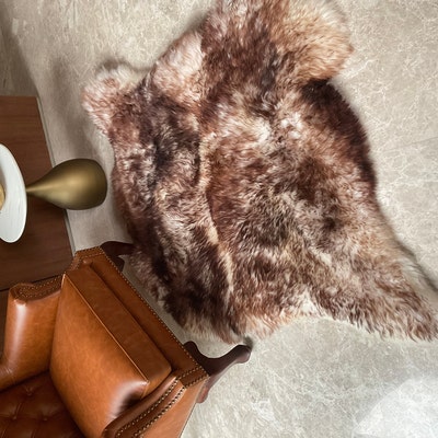 GIANT SHEEPSKIN Double XXL Mouflon Brown Throw Genuine Leather Sheep ...