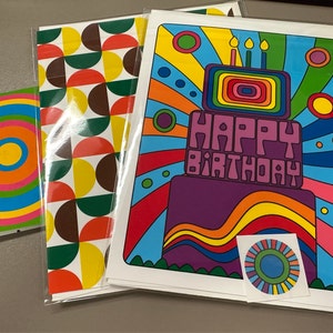 Mid-century Modern Birthday Card: Retro Geometric Design - Etsy