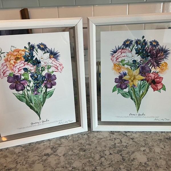 Custom Family Birth Flower Art With 7-14 Flowers 8x10 Inch DIGITAL FILE ...