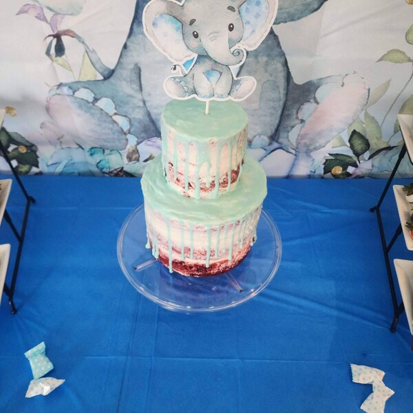 Blue Elephant Cake Topper, Baby Elephant Cake Topper, Elephant Party ...