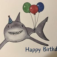 Shark Birthday Card With Craft Envelope - A2 Size, Kids Birthday Card ...
