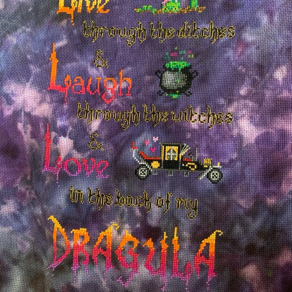 Dragula Cross Stitch Pattern, Spooky Live Laugh Love (PDF Pattern) - Etsy