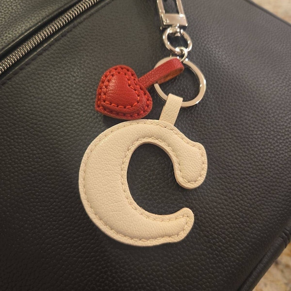 Personalized Monogram Letter Genuine Leather Bag Charm, Custom Handmade ...