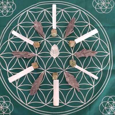 Large Flower of Life Crystal Grid Mat Handmade Upcycled Repurposed ...