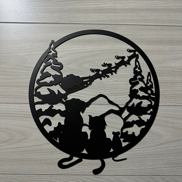 Christmas Animals Scene SVG, Santa Claus, DXF Cut File, Silhouettes Dxf ...