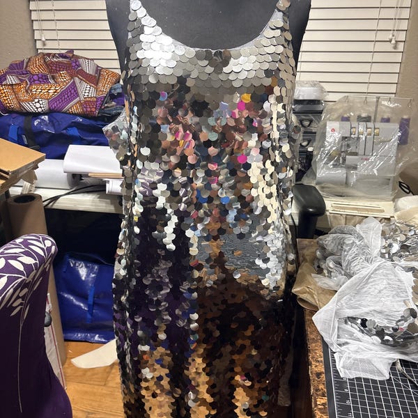 Stretch Metallic Silver Mesh Chainmail Fabric, 60" Wide, Sheer, 2-way ...