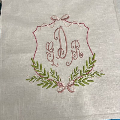 Bows and Branches Monogram Baby Floral Crest Stitch Machine Embroidery ...