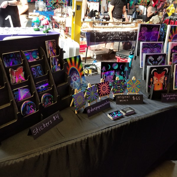 16 Pocket 5" Width, Sticker Display Rack With U Cuts, Wooden Countertop ...