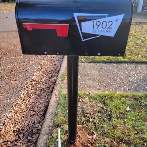 Atomic Quad Starburst Set of 2 DECALS Mailbox Address Numbers Retro Mid ...
