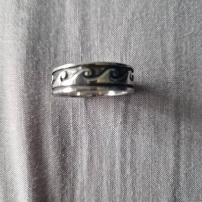 Mens Wave Band Mens Ring Wave Pattern Ring Geometric Style Vintage Ring ...