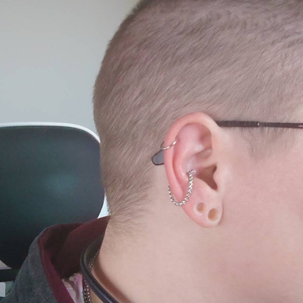 Conch Chain, 2mm Rounded Links Stainless Steel Conch Ear Jacket, Conch ...