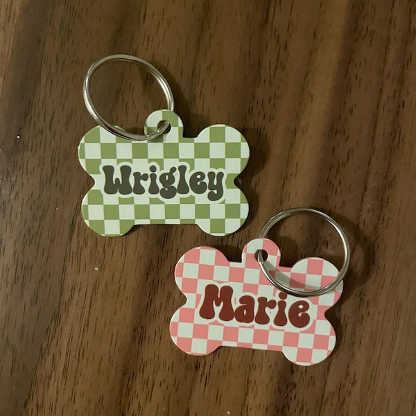 Checker Pet Tag - Customizable Dog ID With Retro Checkerprint Theme ...