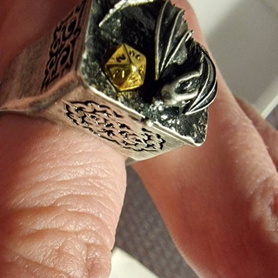 Dragon Ring Box and Mini Dice Set for DND Custom Engraved Text Ring D20 ...