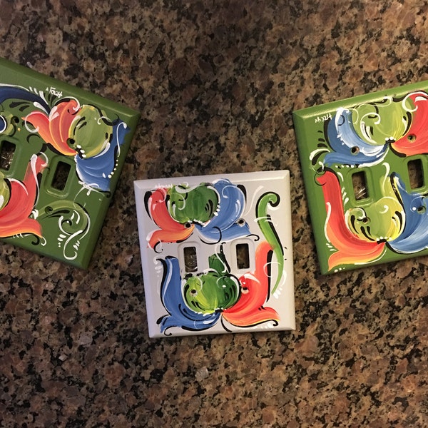 Norwegian Rosemaled Double Light Switch Plate - Etsy