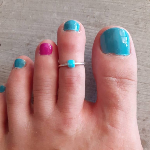 Sky Blue Toe Ring - Turquoise Adjustable Toe Ring - Turquoise Ring ...