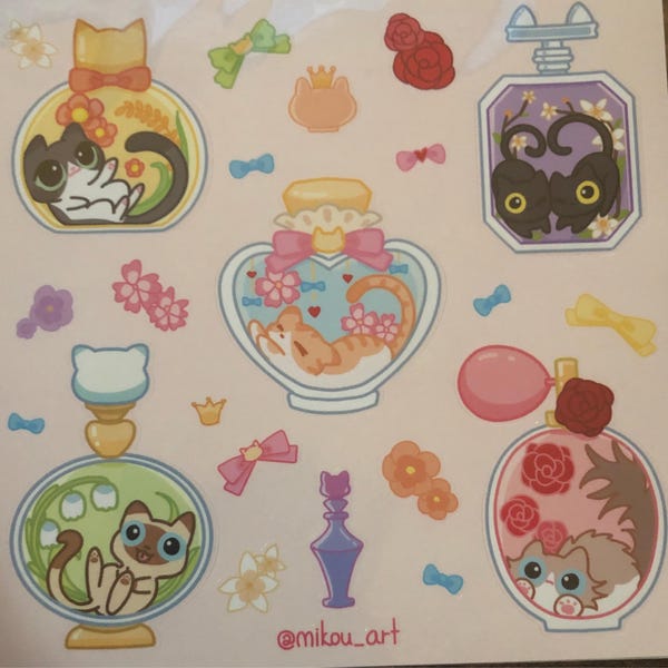 Sticker Sheet | Spooky Ghost Cat Collage | 5.5x5.5 Inch | Waterproof ...