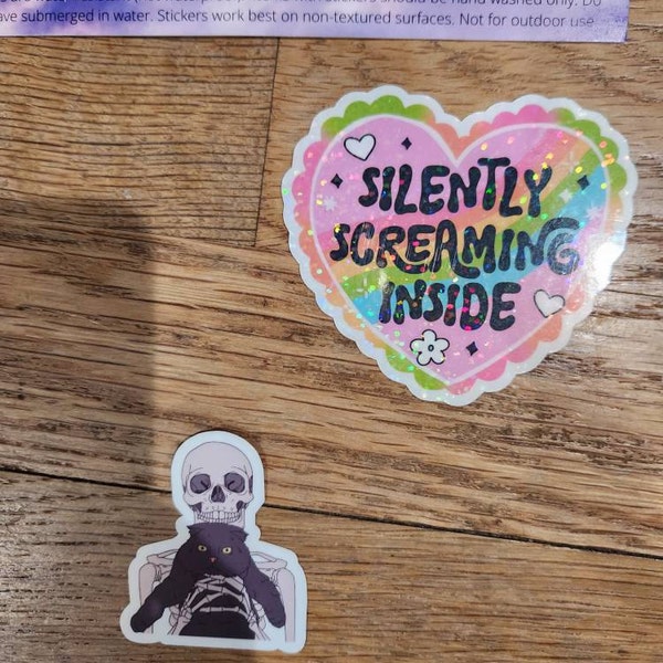 Glitter Silently Screaming Inside Sticker, Holographic Sticker, Mental ...