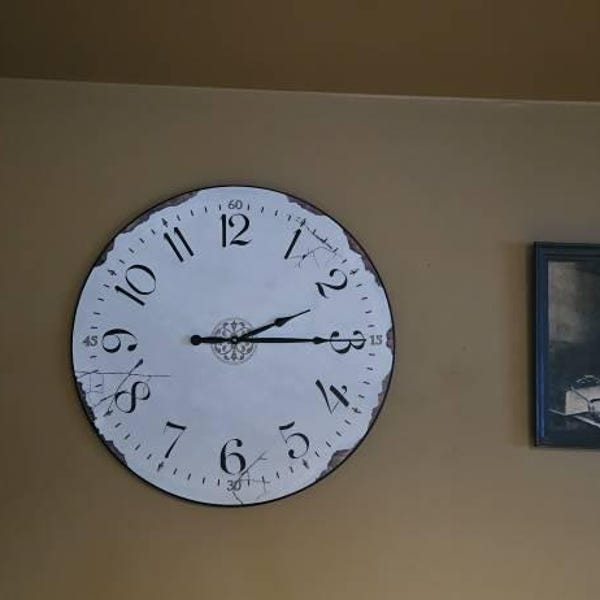 Rustic White Wall Clock, 8 Sizes!, Large Wall Clock, Extra QUIET ...