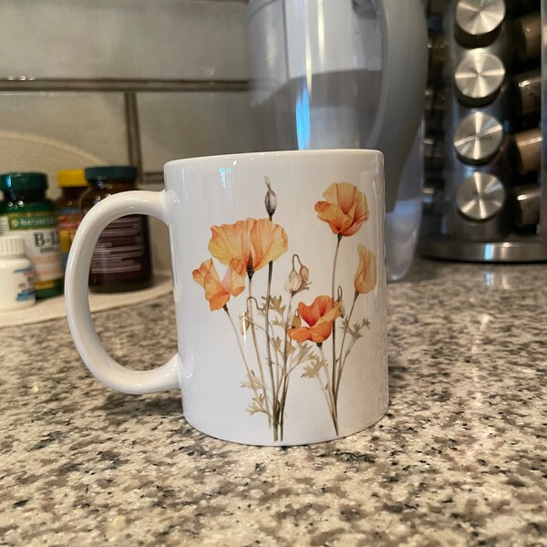 Boho Purple Floral Coffee Mug, Vintage Lavender Flowers Tea Cup, Cute ...
