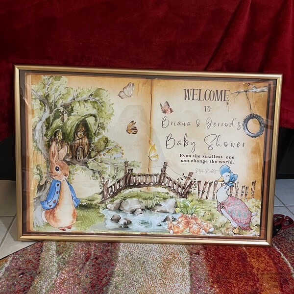 Personalized Peter Rabbit Welcome Sign - Bunny Baby Shower Welcome Sign ...