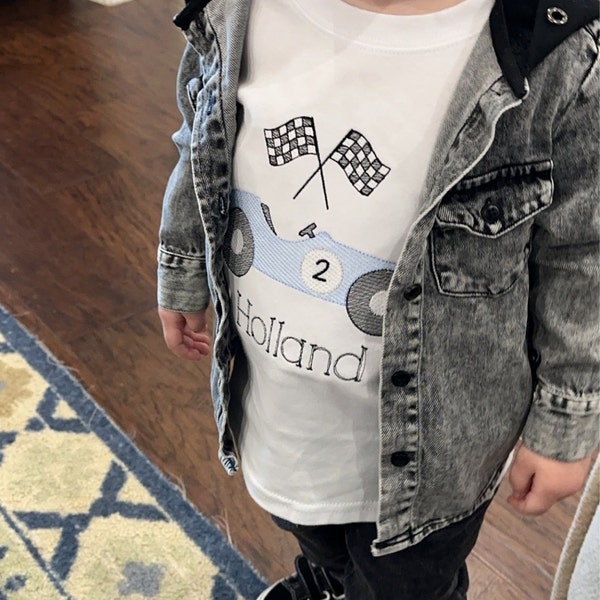 Embroidered Race Car Shirt,toddler Car Outfit,personalized Racing ...