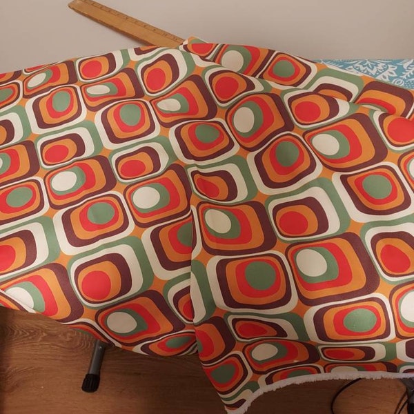 Retro Vintage Upholstery Fabric 60s 70s Mid Century Modern Geometric ...